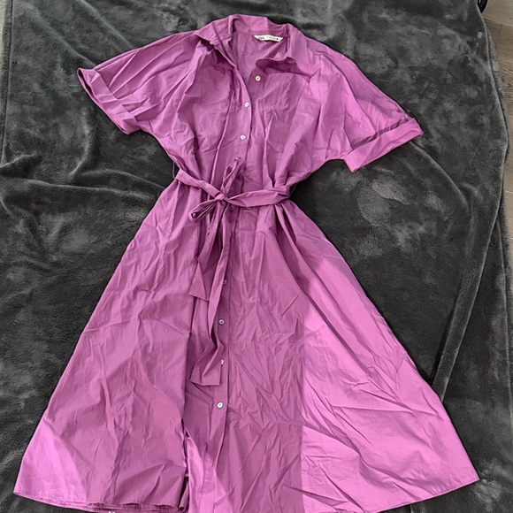 Zara | Dresses | Zara Purple Midi Shirt Dress | Poshmark